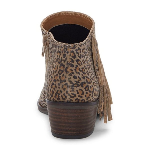 Lucky Brand | Shoes | Lucky Brand Felisie Suede Leopard Fringe Booties ...